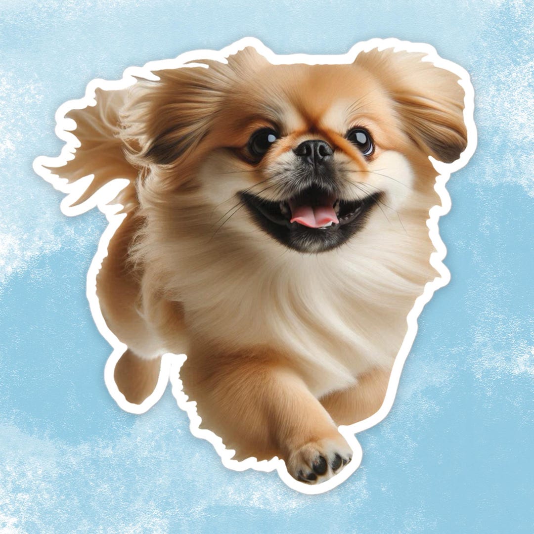 Happy Pekingese Sticker, Cute Dog Water Bottle Sticker, Laptop Sticker ...