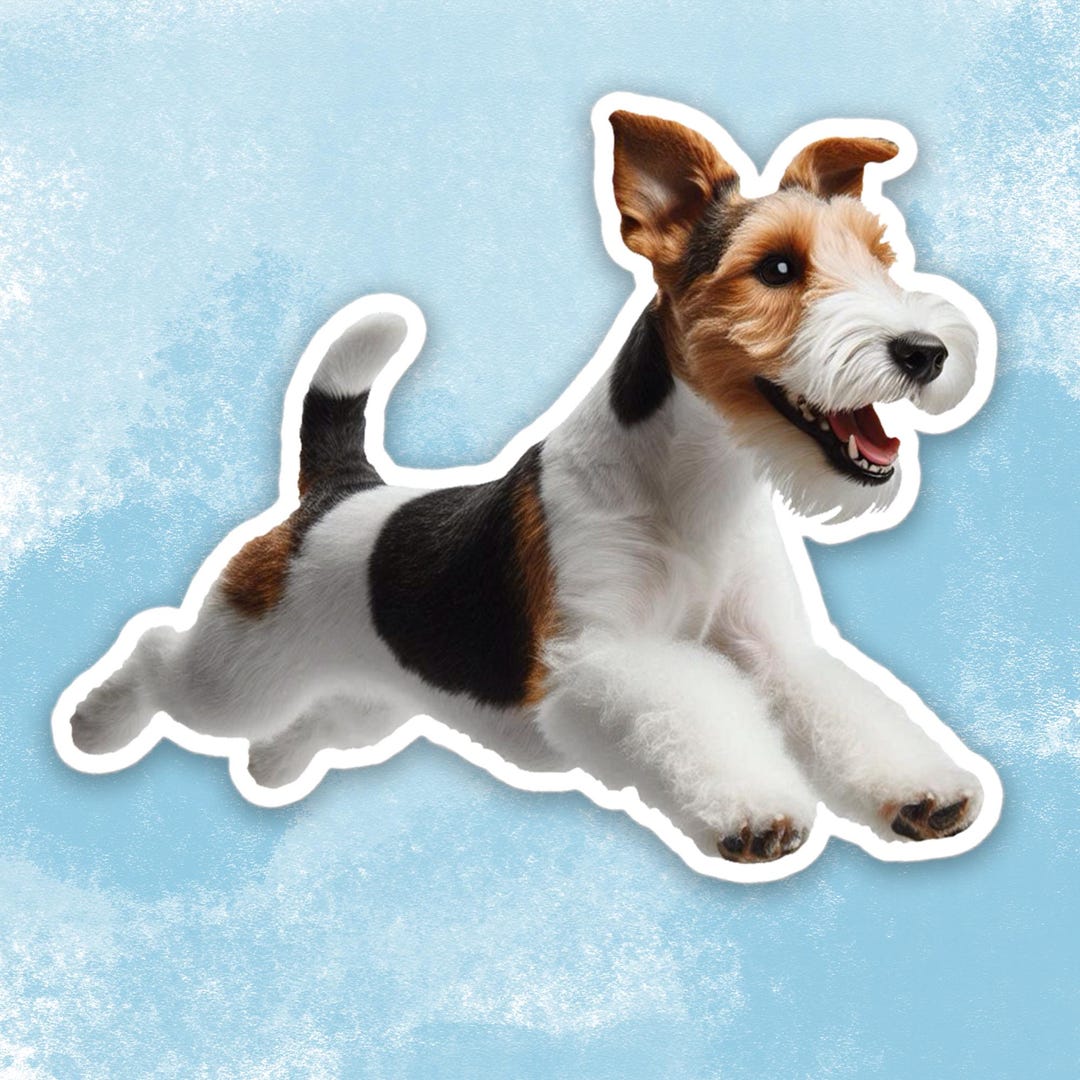Wire Fox Terrier Dog Sticker, Cute Dog Water Bottle Sticker, Laptop ...