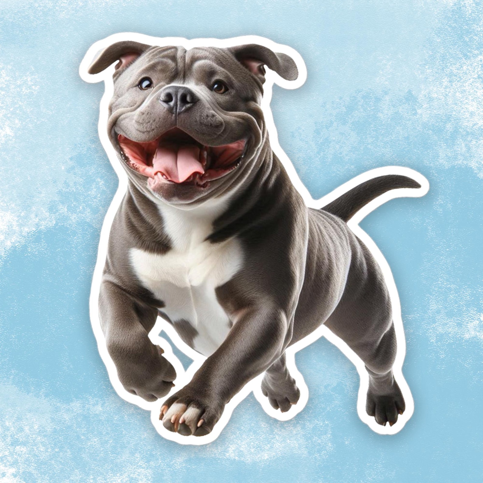 Cute American Bully Sticker, Cute Dog Water Bottle Sticker, Laptop ...