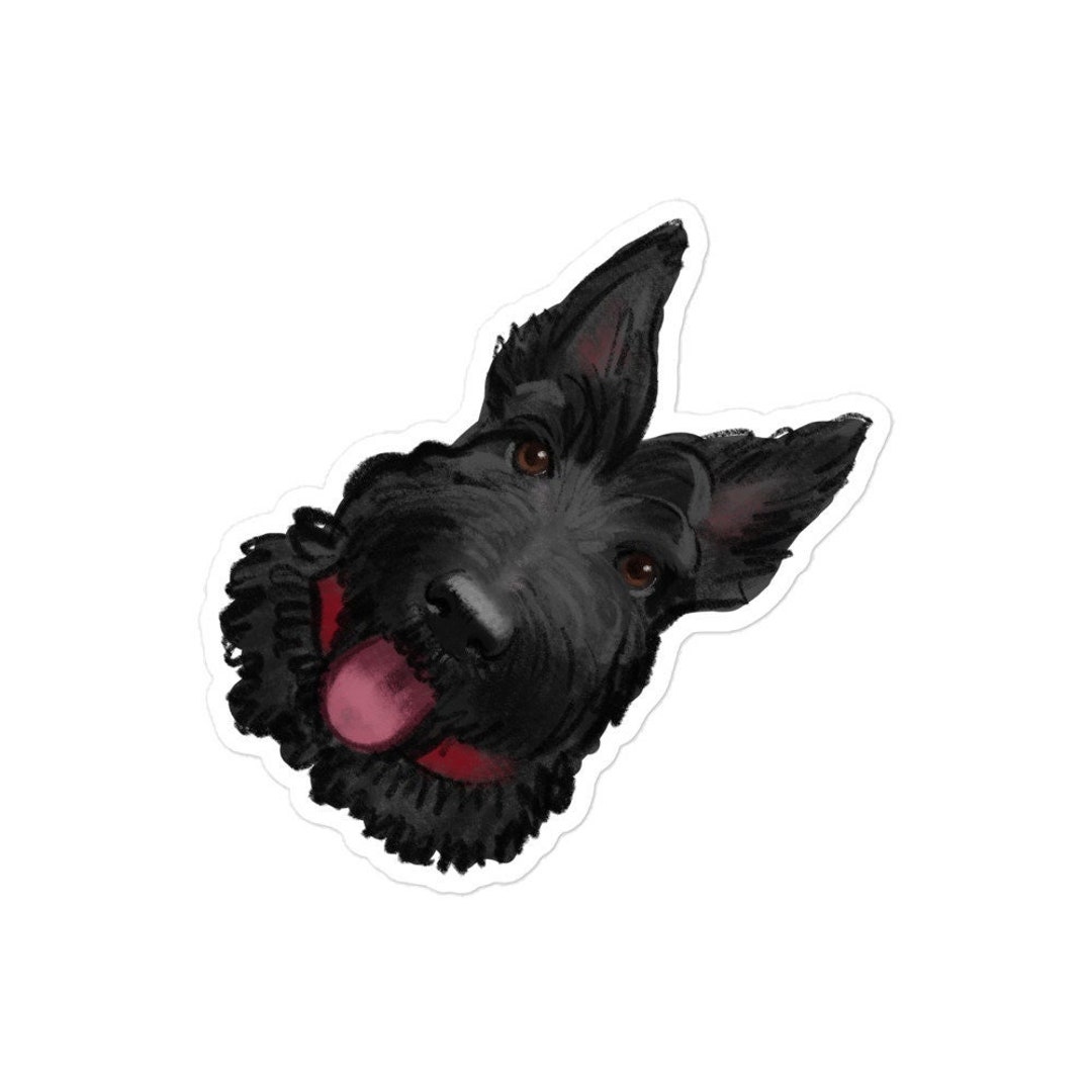 Hand Drawn Scottie Dog Portrait Sticker, Dog Water Bottle Sticker ...