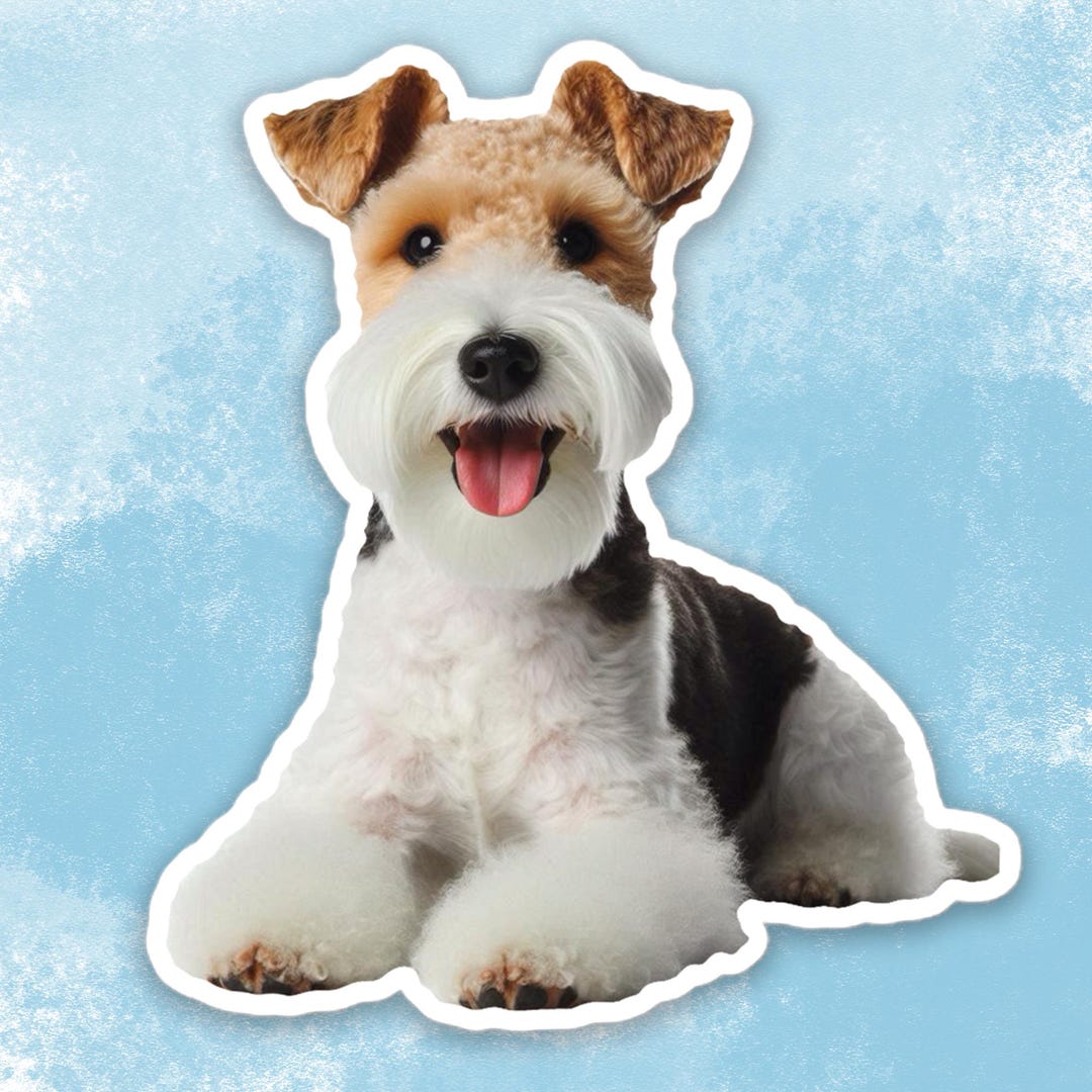 Fox Terrier Dog Sticker, Cute Dog Water Bottle sticker, Laptop sticker ...