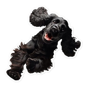 Happy Black Cocker Spaniel Sticker, Cute Dog Water Bottle Sticker ...