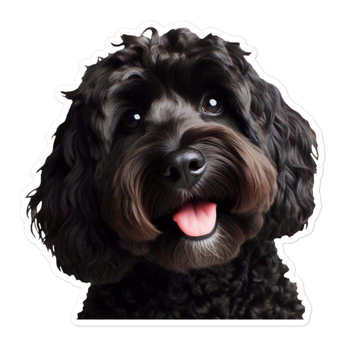 Black Cockapoo Sticker, Cute Dog Water Bottle Sticker, Black Doodle ...