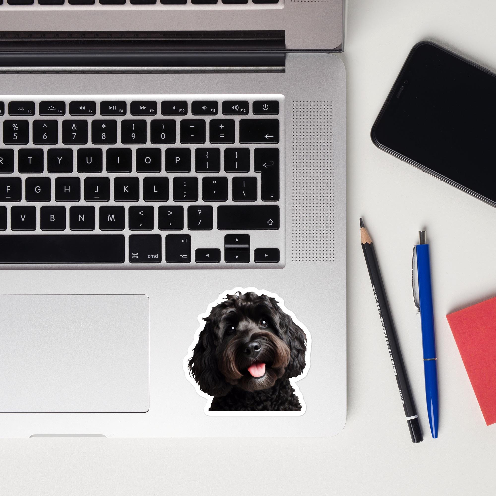 Black Cockapoo Sticker, Cute Dog Water Bottle Sticker, Black Doodle ...