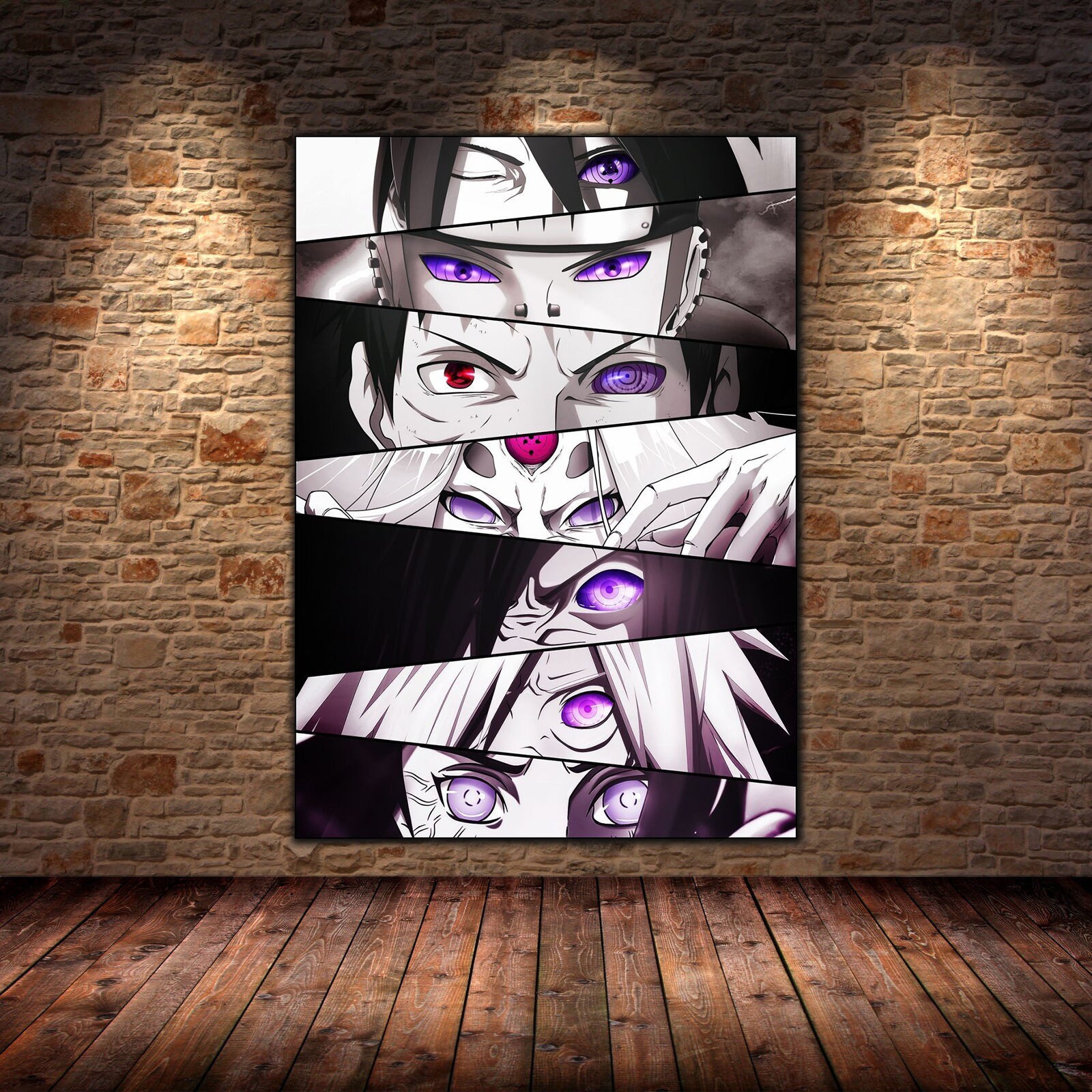 Anime Canvas Wall Art Featuring Itach Sasuke and Kakashi Eyes - Etsy
