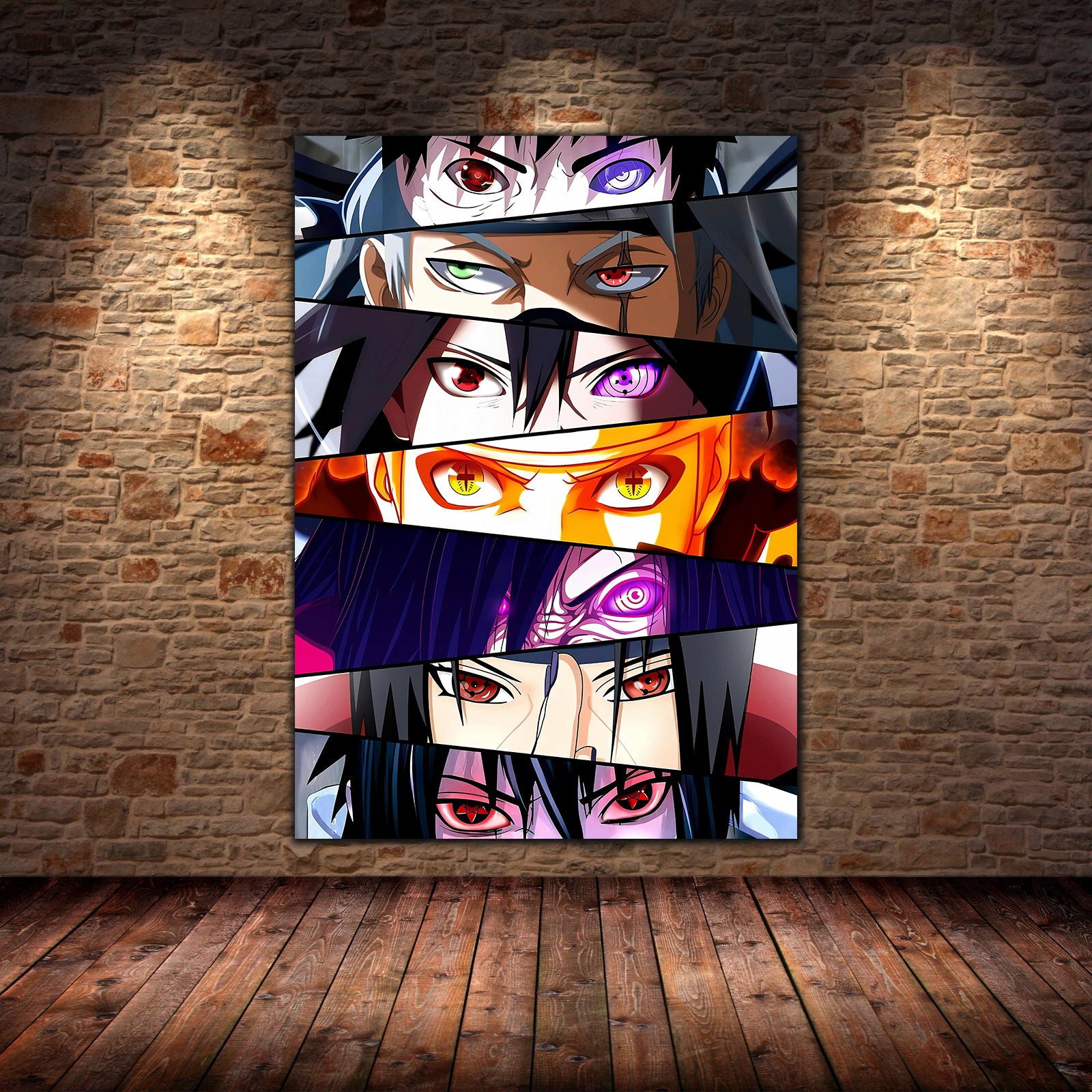 Anime Canvas Wall Art Featuring Itach Sasuke and Kakashi Eyes - Etsy