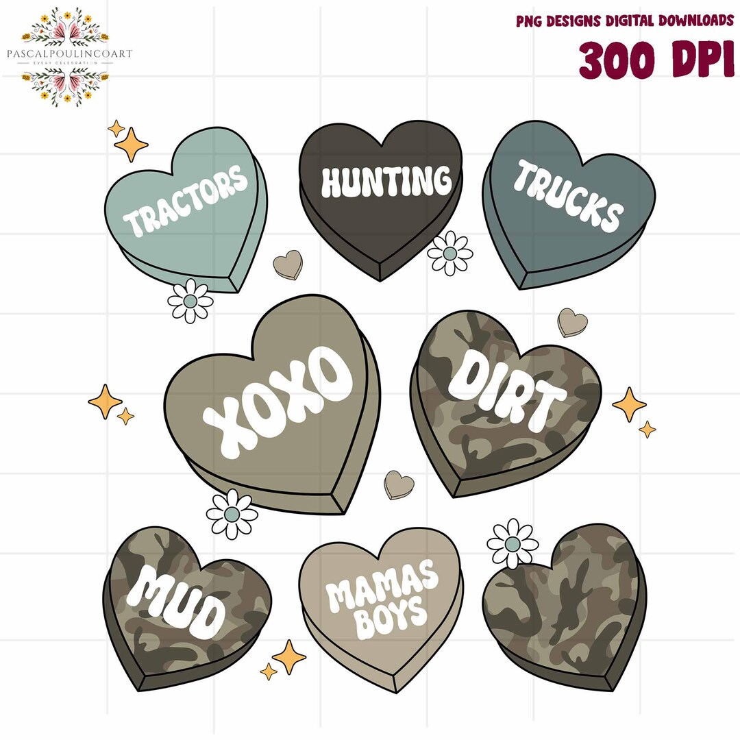Hunting Camo Candy Heart PNG | Western Valentines Day Png | Western ...