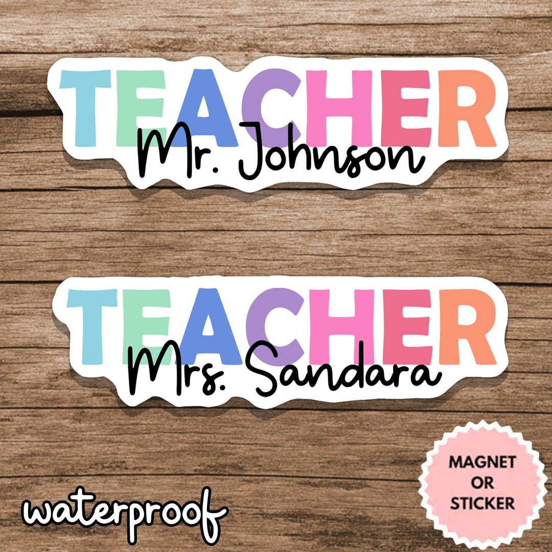 Personalized Teacher Sticker, Rainbow Teacher Gift, Custom Teacher Gift ...