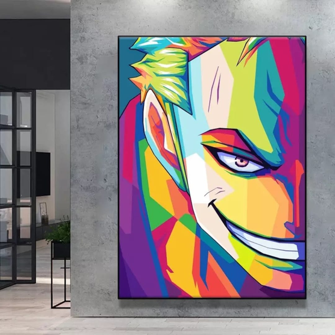 Anime One Piece Canvas Painting Luffy Zorro Watercolor Character Poster ...