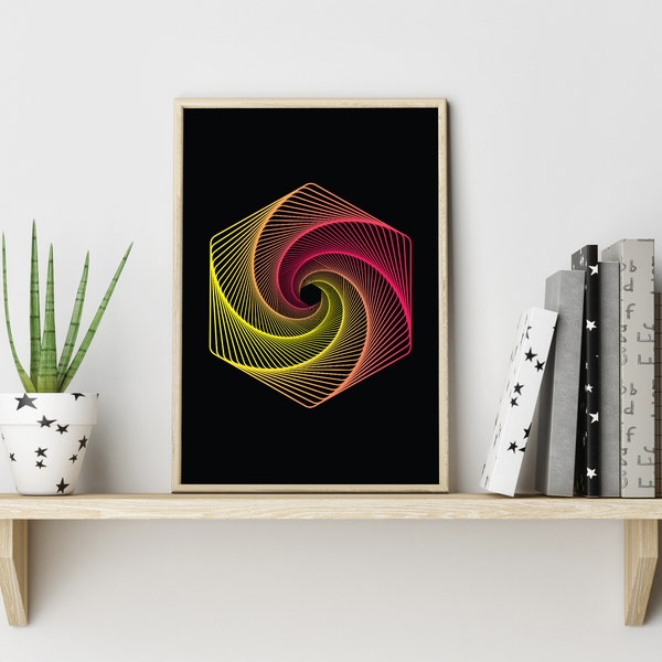 Hexagon Print Poster - Etsy