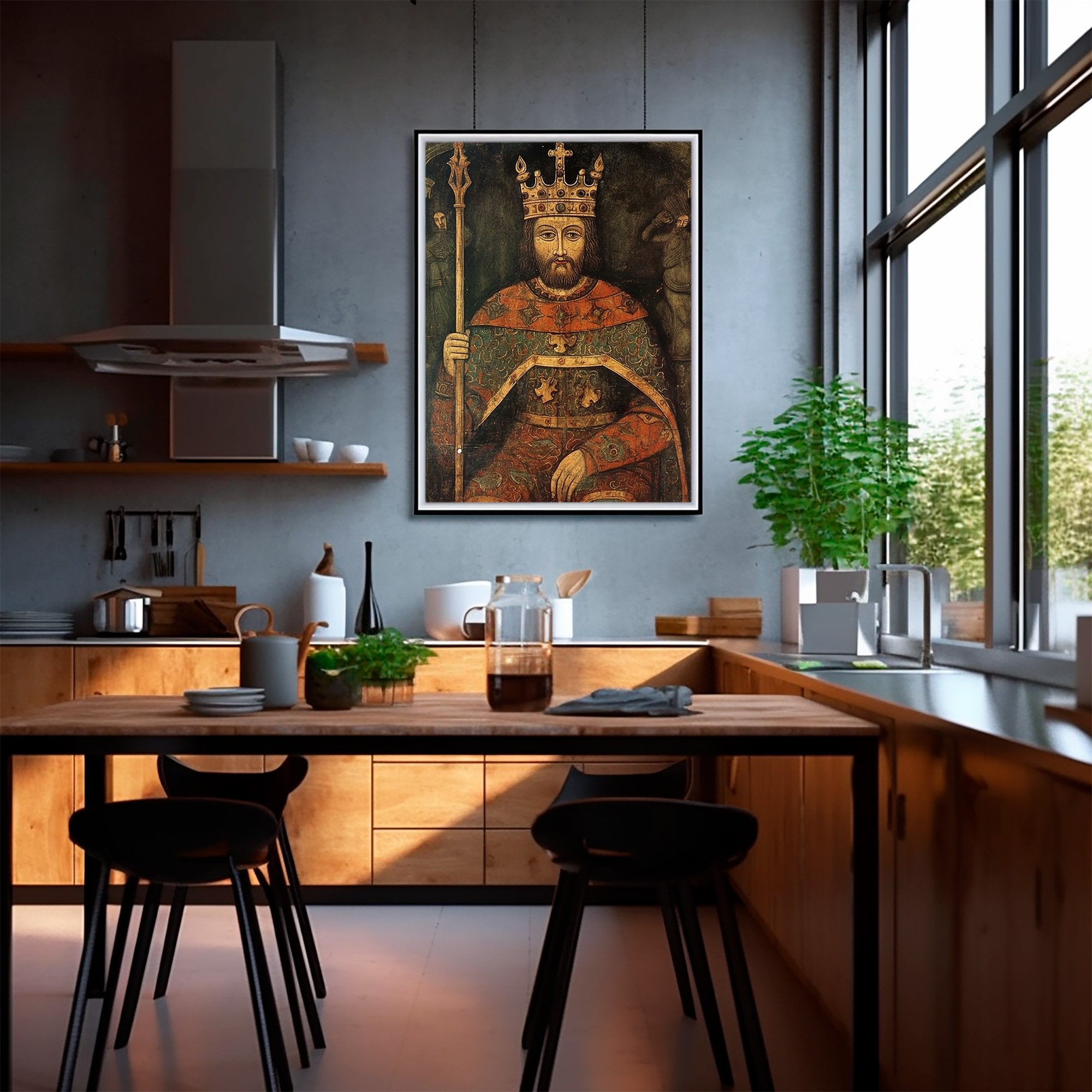 Medieval King Royal Portrait Painting Ancient Print Antique Wall Art ...