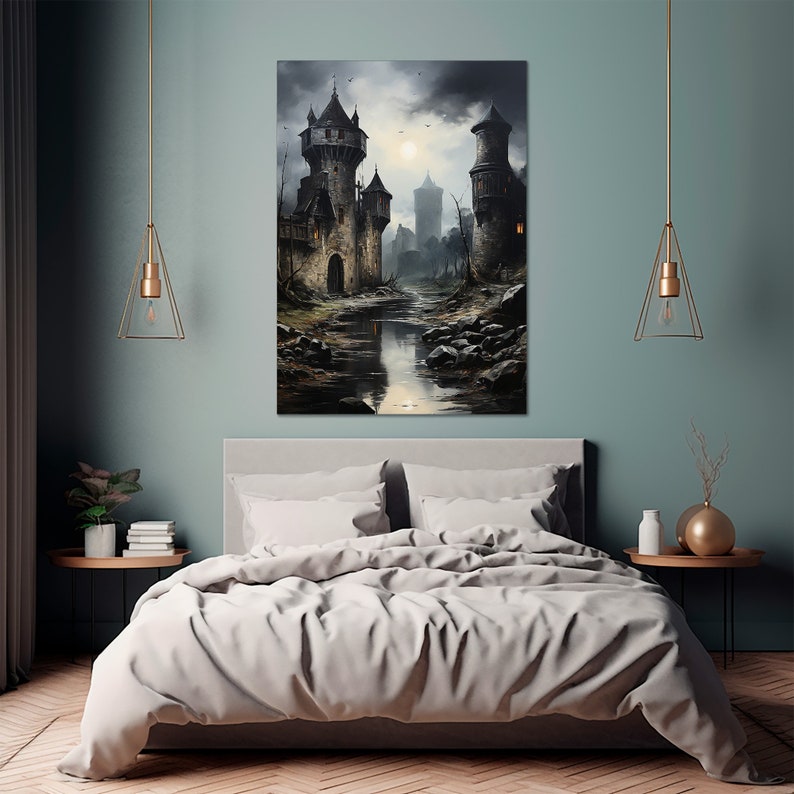 Medieval Decor, Medieval Castle Print, Moody Witcher Wall Art ...