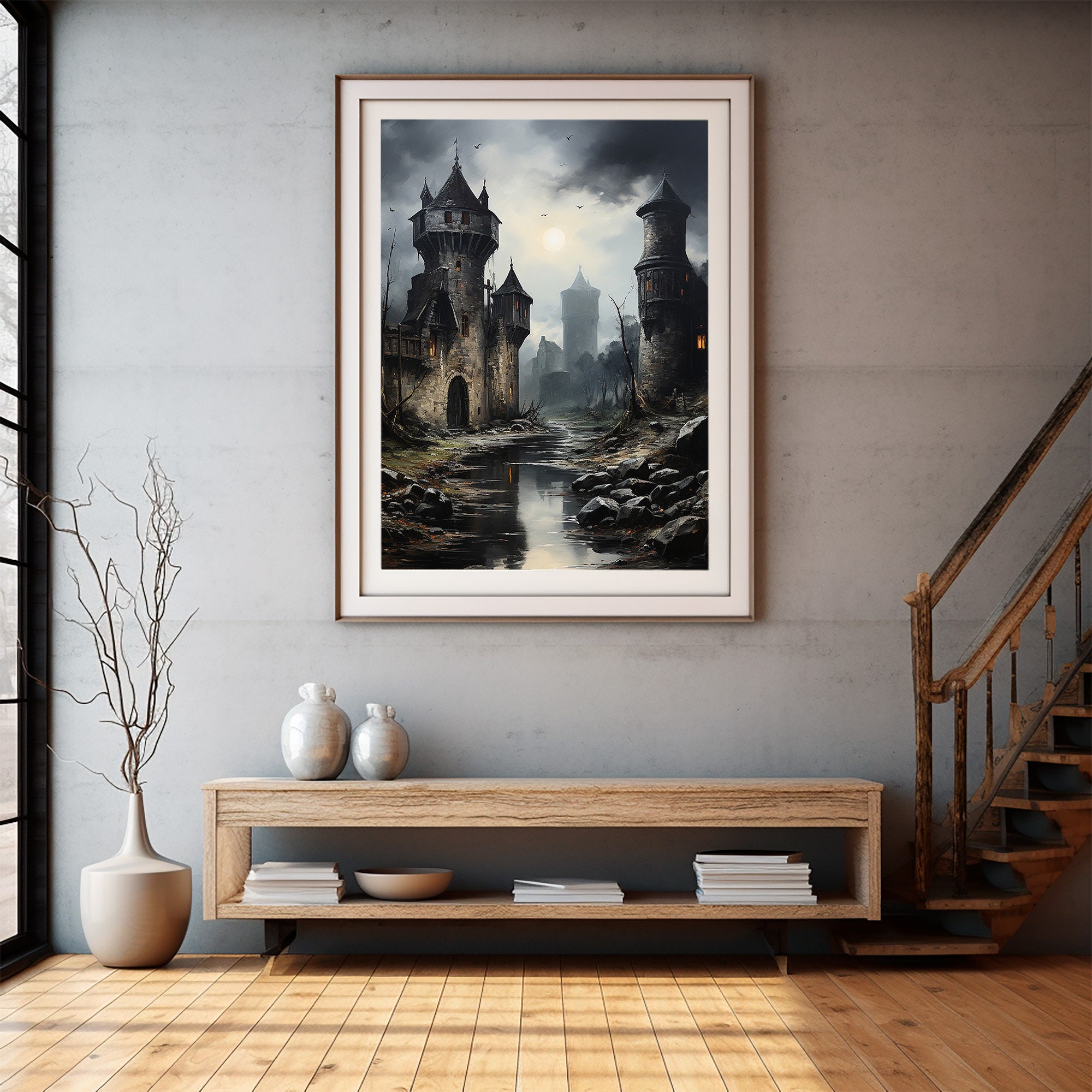 Medieval Decor, Medieval Castle Print, Moody Witcher Wall Art ...