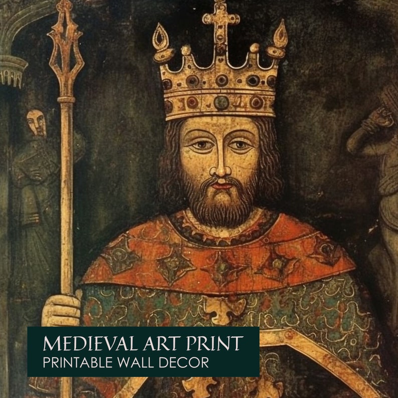 Medieval King Royal Portrait Painting - Ancient Print Antique Wall Art ...