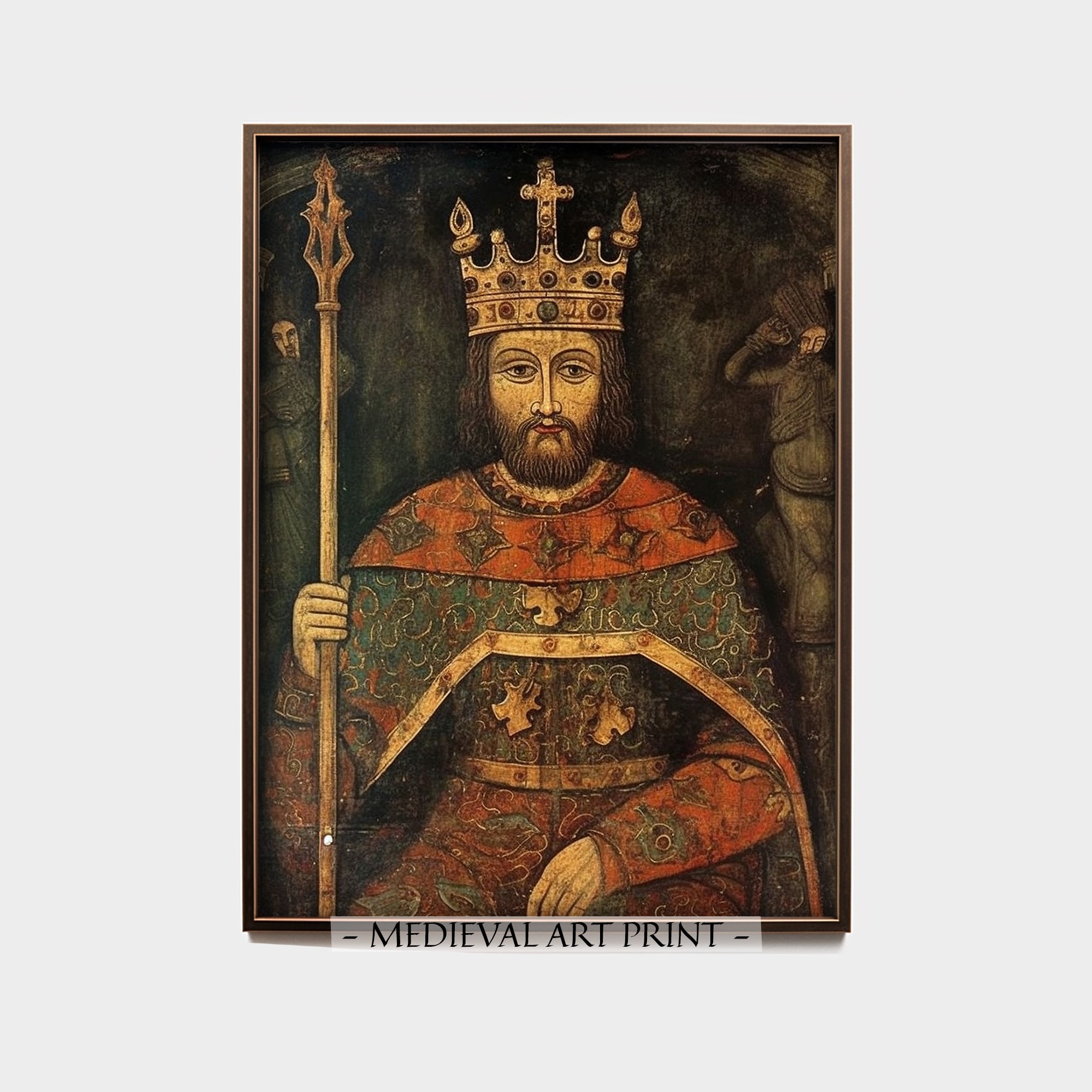 Medieval King Royal Portrait Painting Ancient Print Antique Wall Art ...