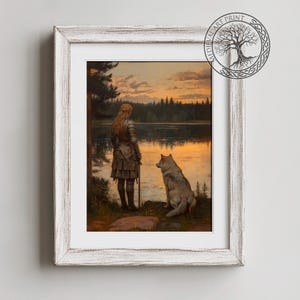 Medieval Knight and Wolf Art Print: Fantasy Oil Painting (digital ...