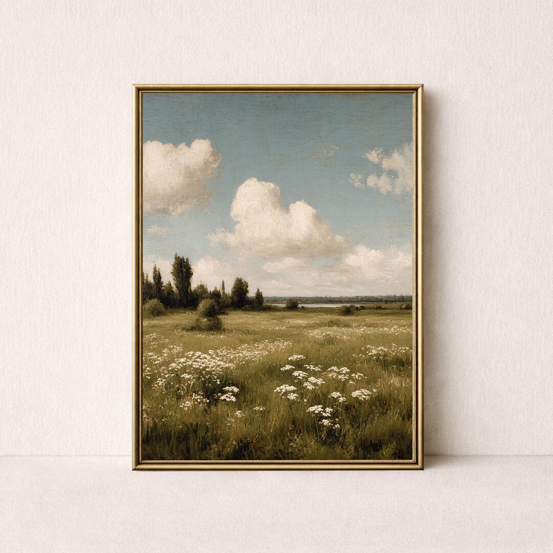 Vintage Wall Art PRINTABLE, Summer Meadow Landscape Print, Digital ...
