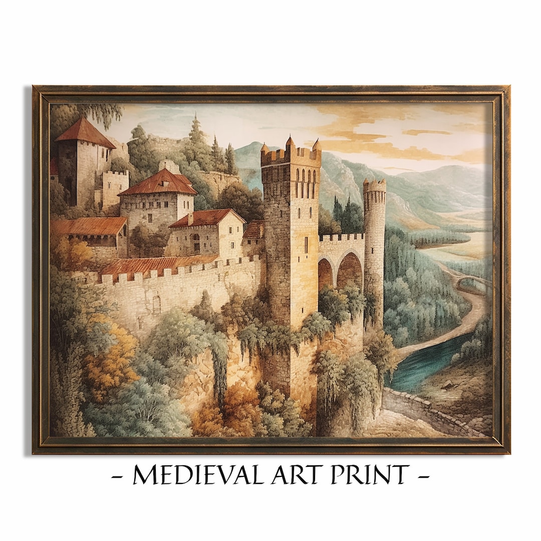 Medieval Castle Print, Middle Age Painting, Printable Wall Art, Instant ...