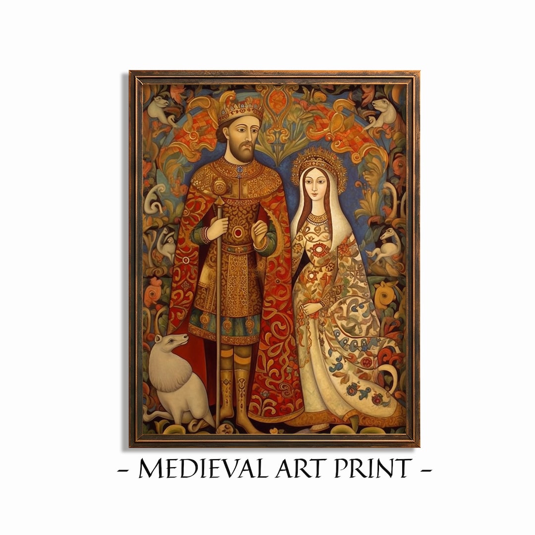 Medieval King and Queen Print, Middle Age Royal Portrait Painting ...