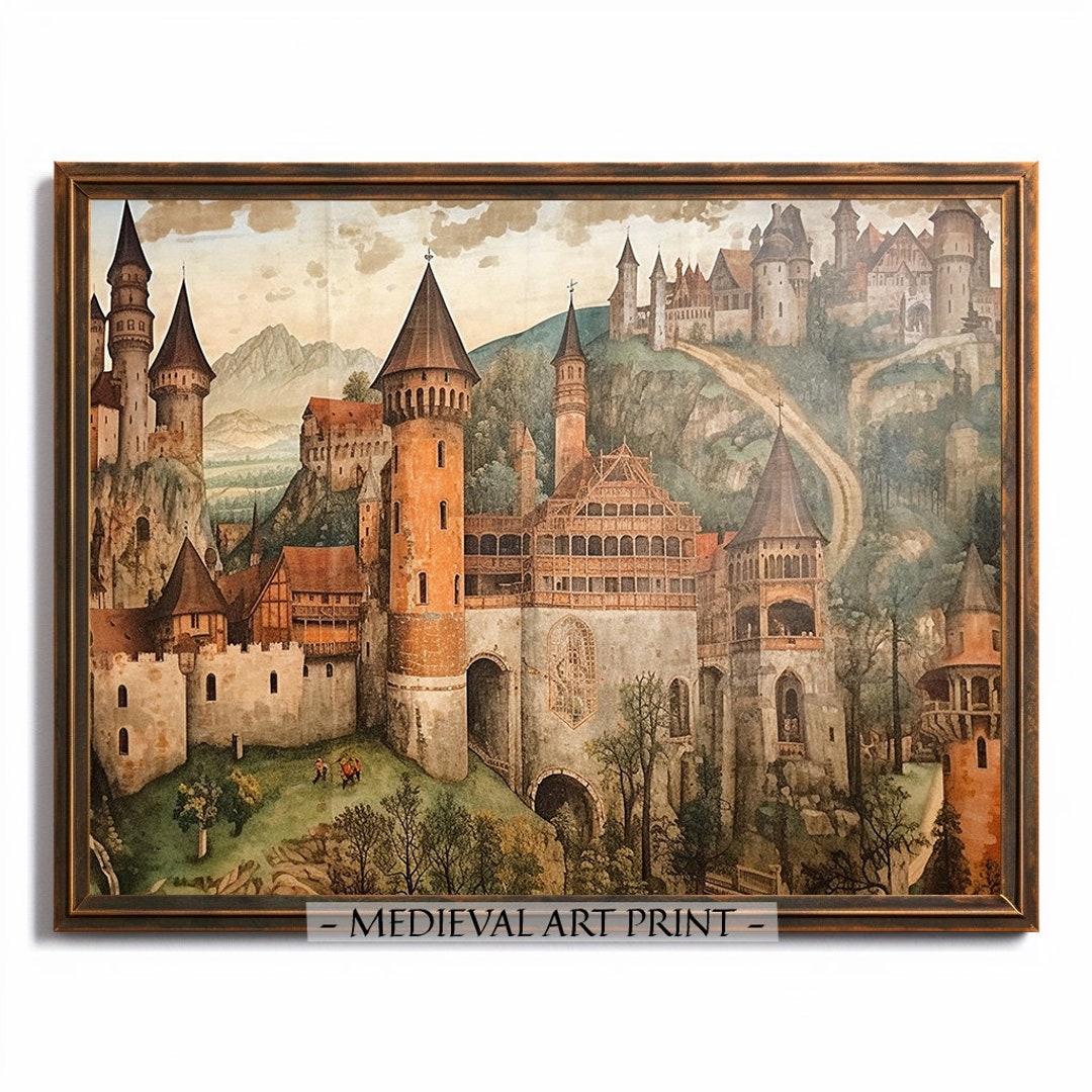 Medieval Castle Painting Vintage Wall Art Print Printable Home Decor ...