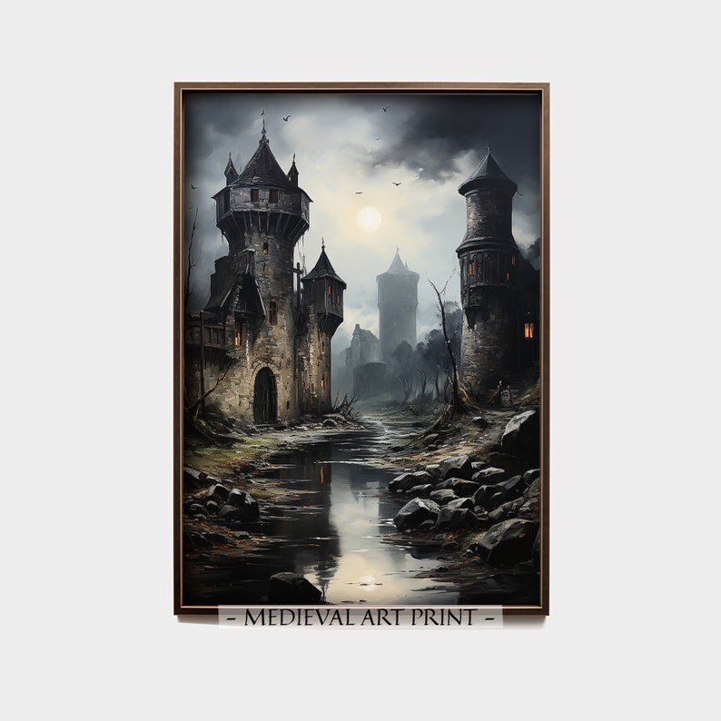 Medieval Decor, Medieval Castle Print, Moody Witcher Wall Art ...