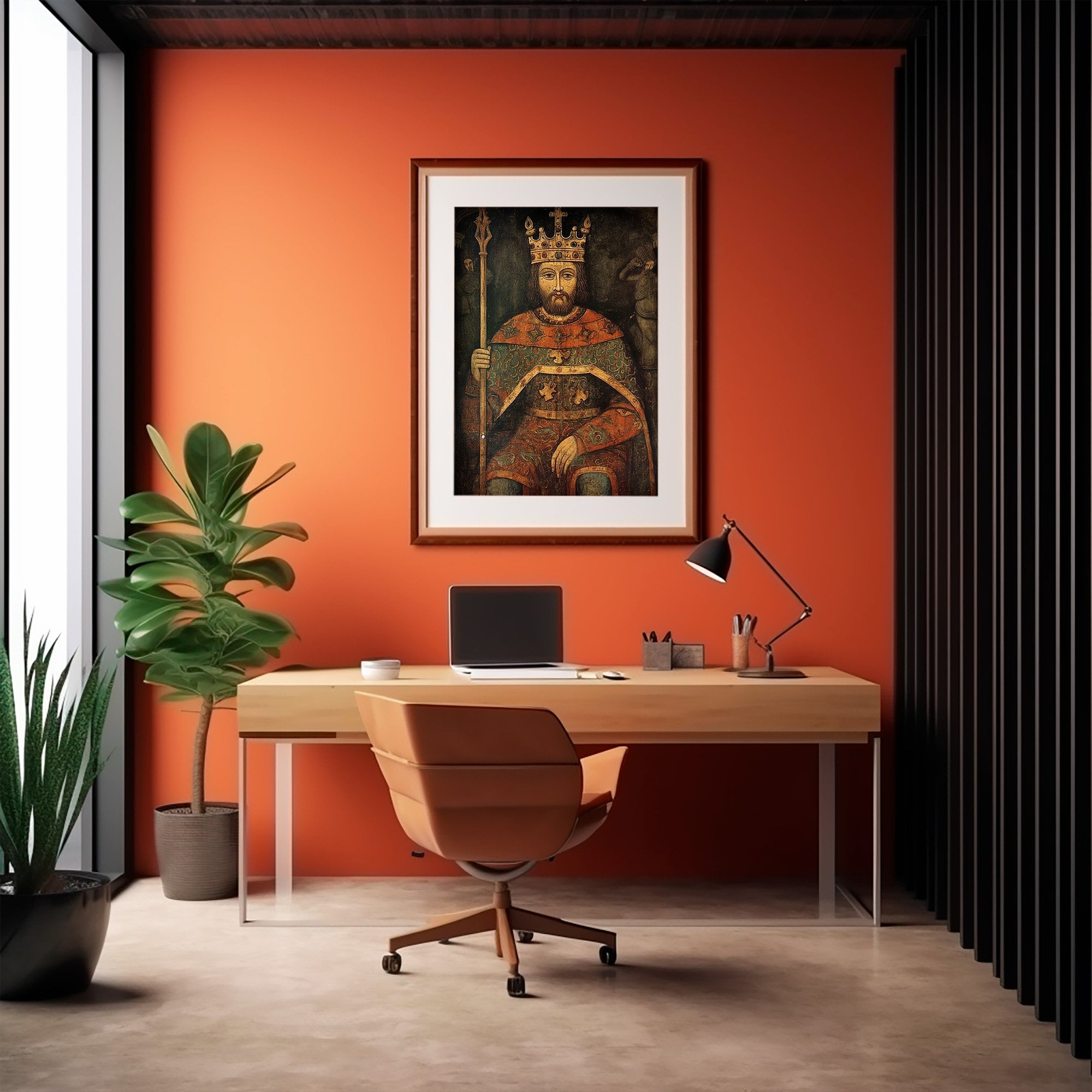 Medieval King Royal Portrait Painting Ancient Print Antique Wall Art ...