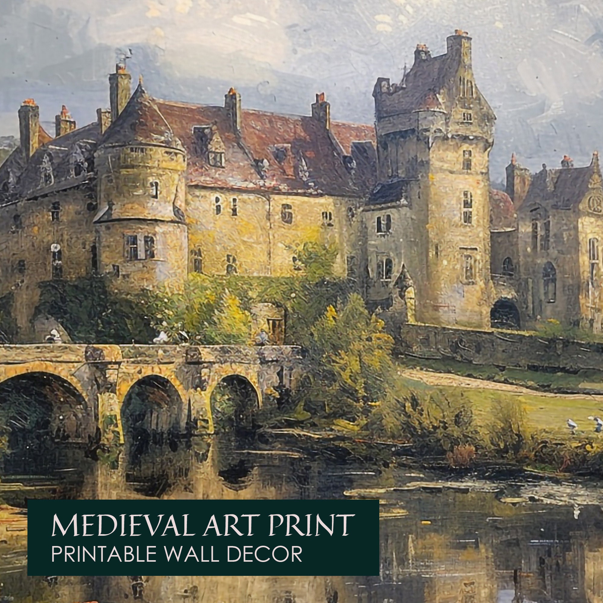 French Medieval Castle Print, Impressionist Middle Age Painting ...