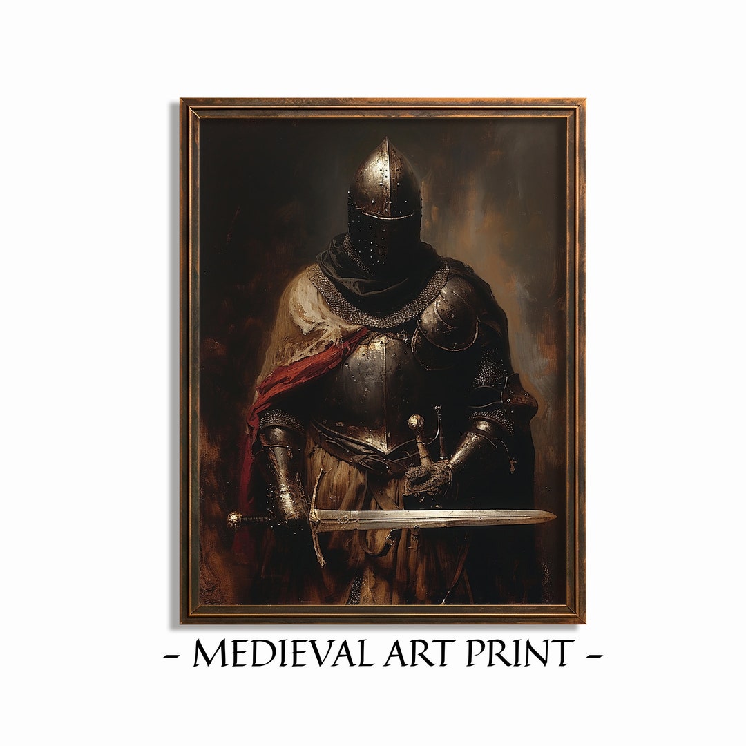 Medieval Knight Print, Middle Age Painting, Printable Digital Art ...