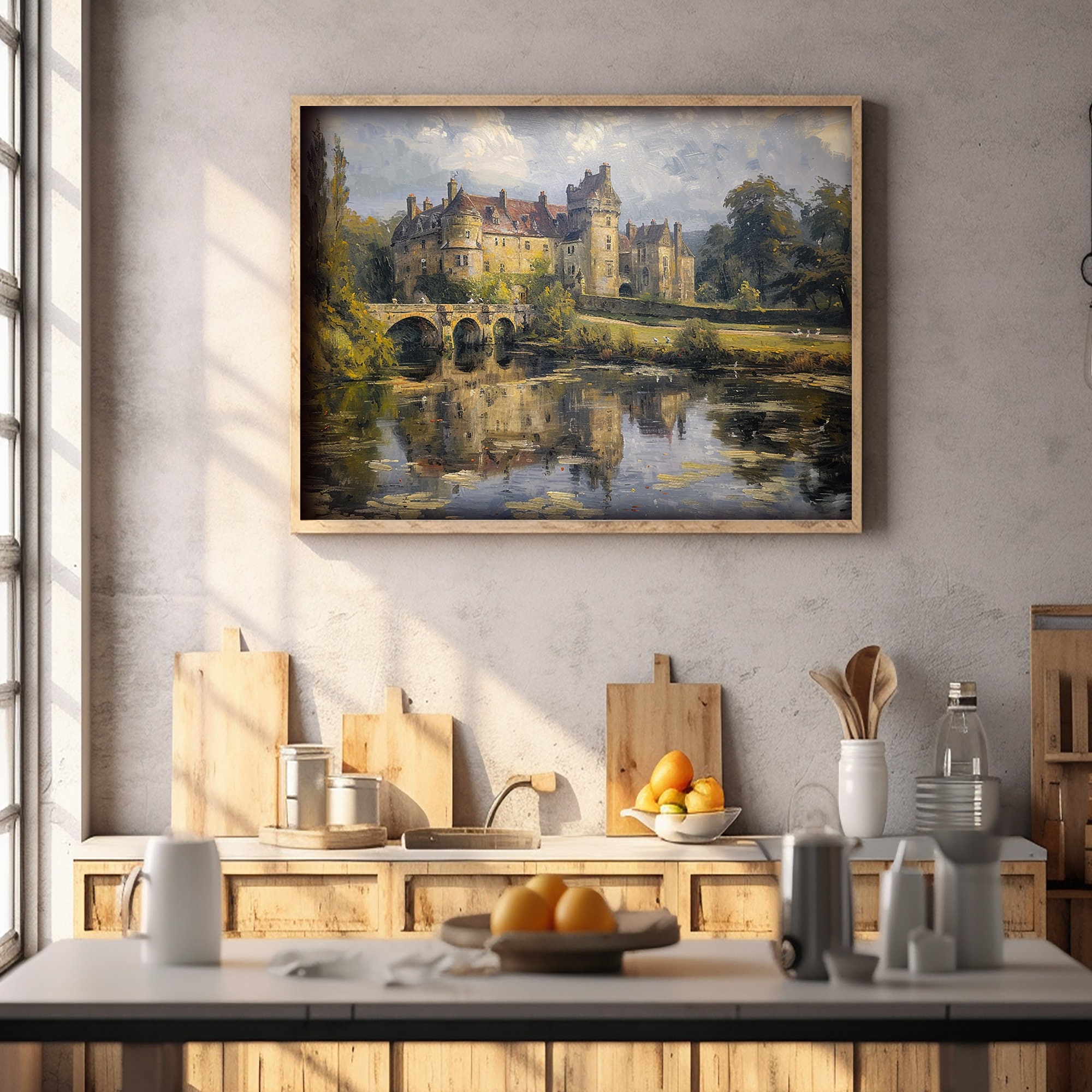 French Medieval Castle Print, Impressionist Middle Age Painting ...