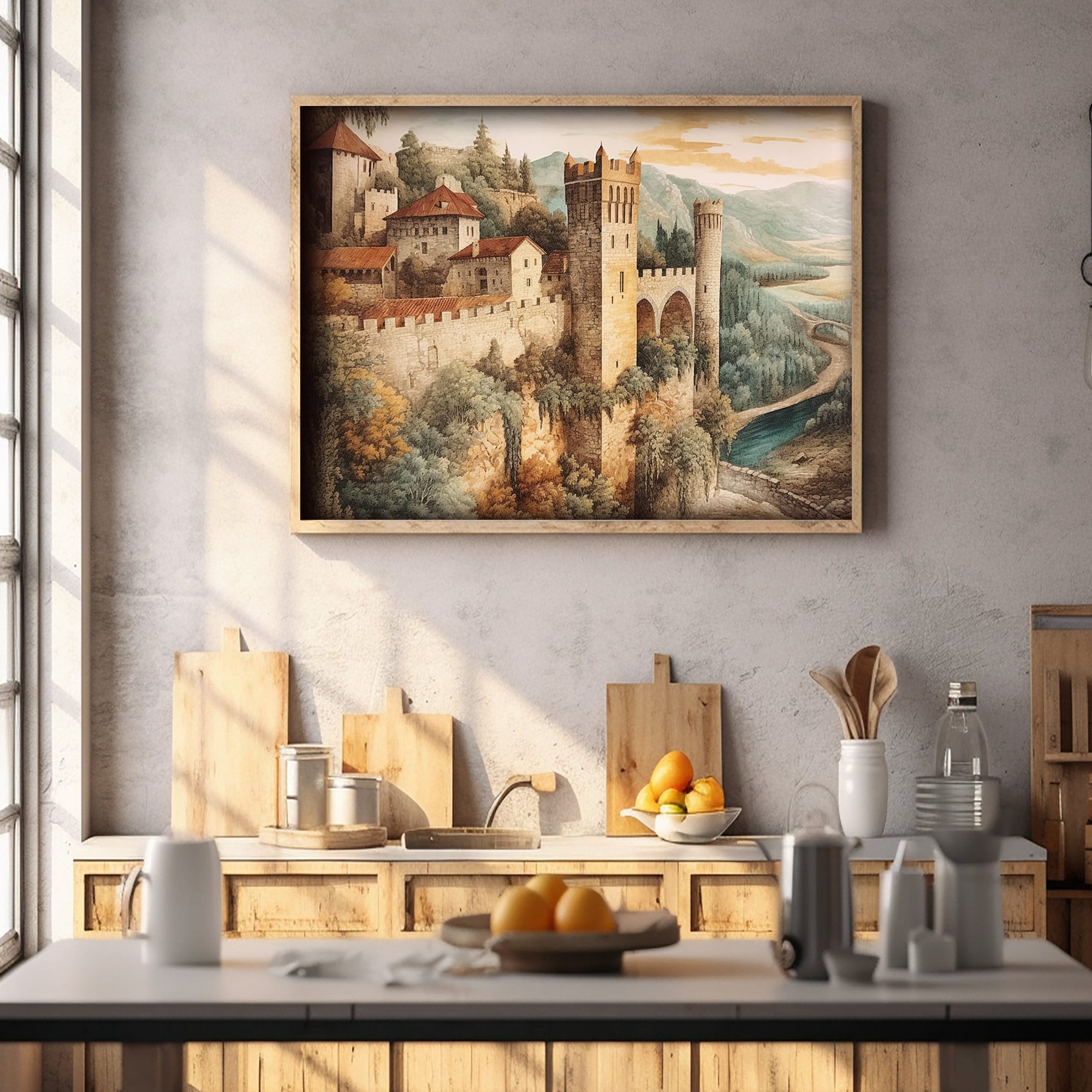 Medieval Castle Print, Middle Age Painting, Printable Wall Art, Instant ...