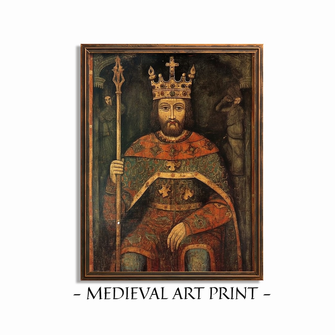 Medieval King Royal Portrait Painting - Ancient Print Antique Wall Art ...