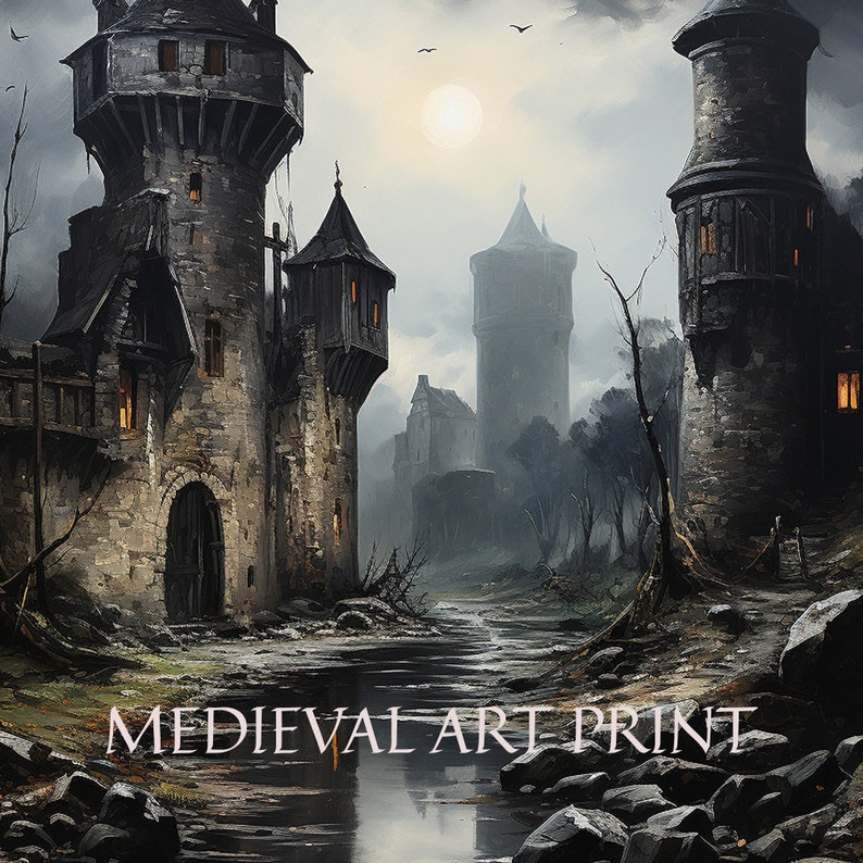 Medieval Decor, Medieval Castle Print, Moody Witcher Wall Art ...