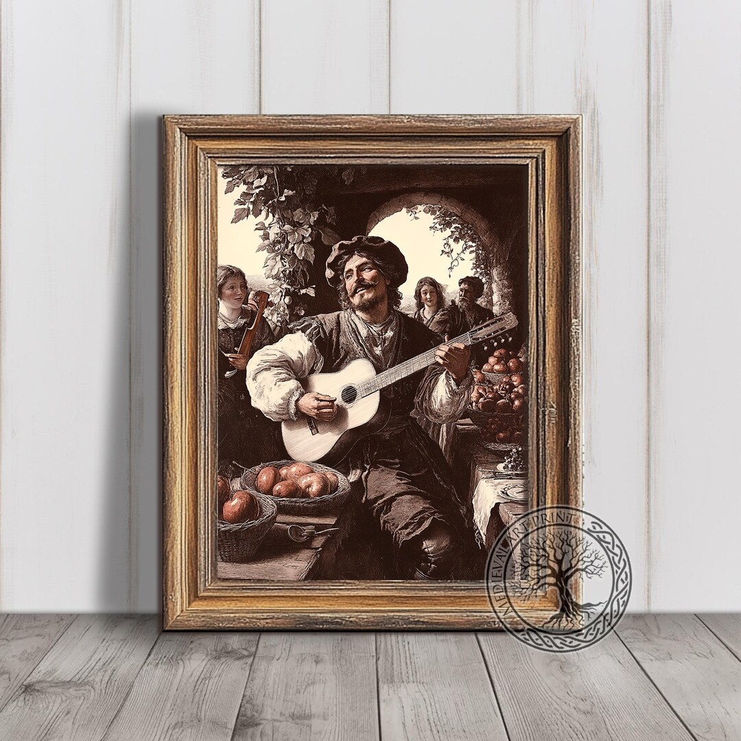 Medieval Musician Print, Printable Medieval England Wall Art, Guitar ...