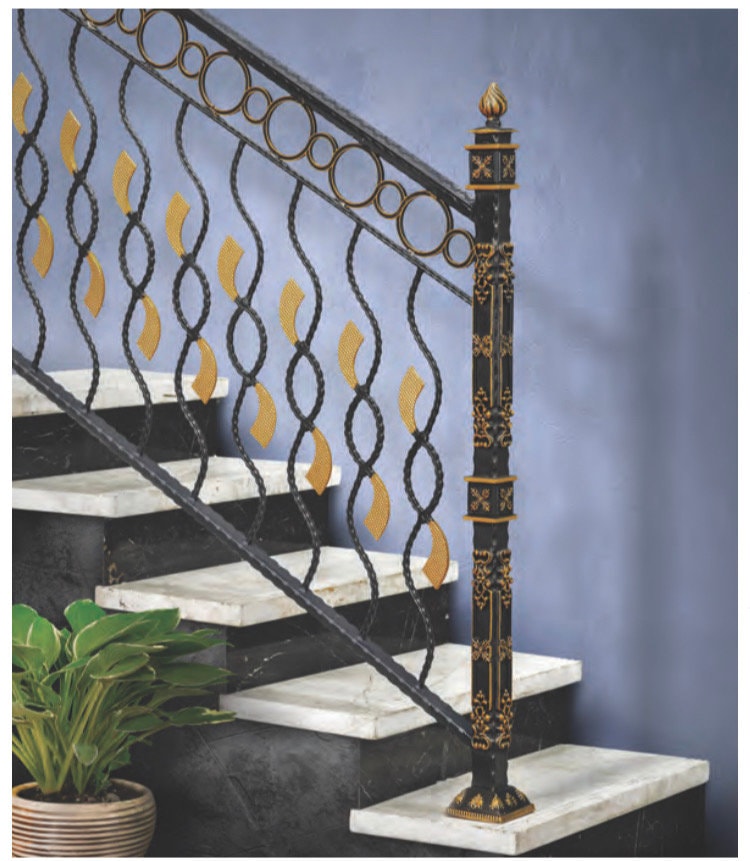 Black and Gold Wrought Iron Stair Spindle Railing Handrail Balusters ...