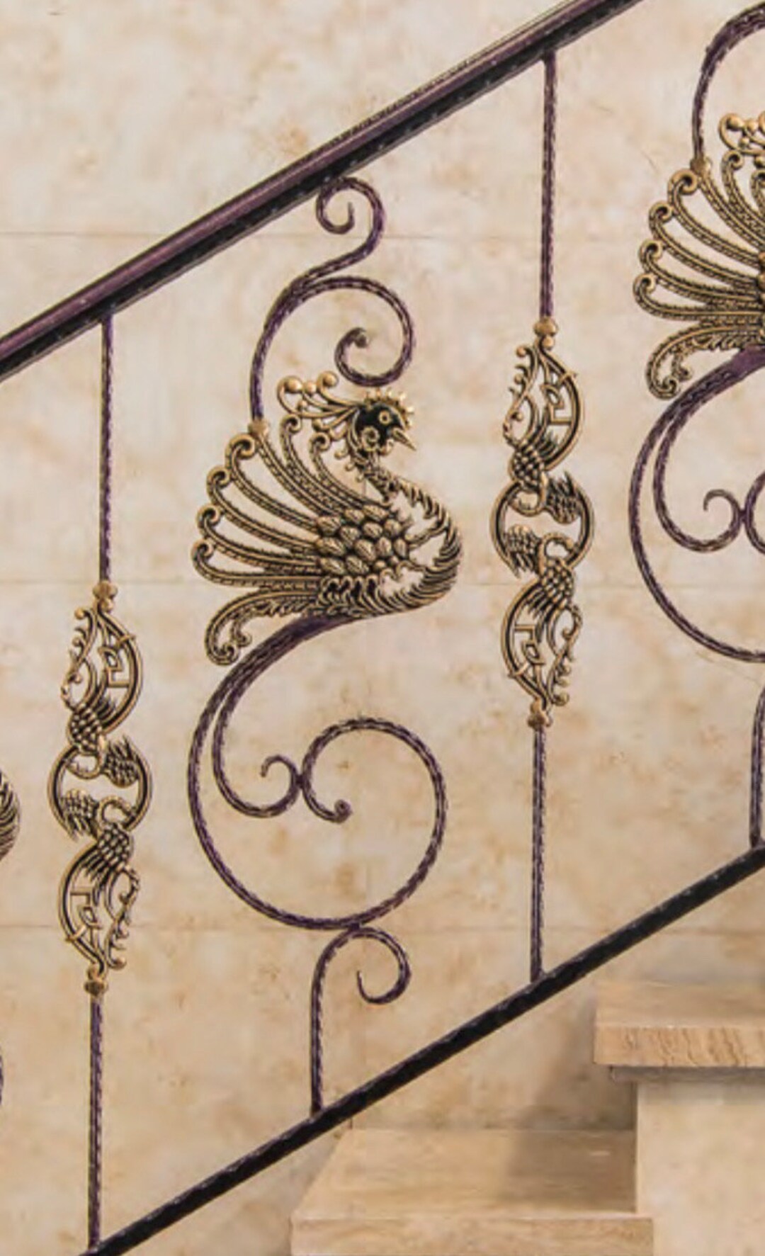 Black Peacock Wrought Iron Stair Spindle Railing Balusters Metal ...