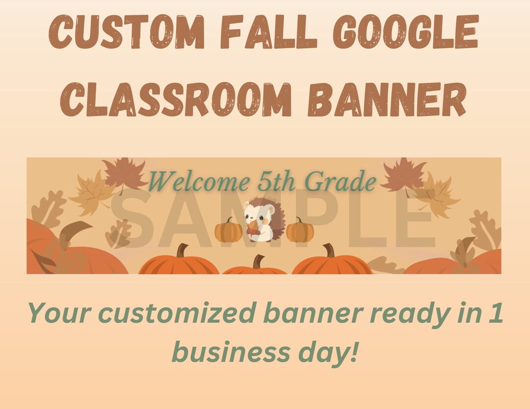 CUSTOM GOOGLE Classroom BANNER Fall Autumn Back to School Hedgehog ...