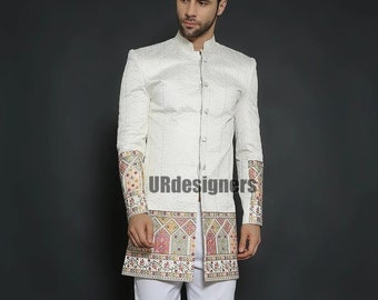 Prince Sherwani Suit With Sequins Multicolor Flower Embroidery - Etsy