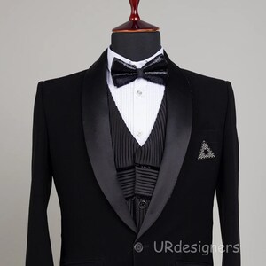 Black Tuxedo Suit: Satin Lapel, Velvet Border - Slim Fit 2 Piece - Etsy