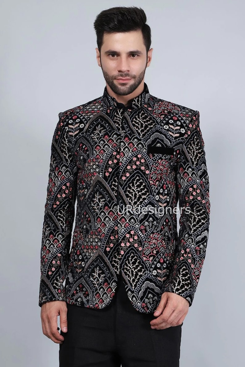 Velvet Prince Jodhpuri Suit With Multicolor Resham Embroidery Work for ...