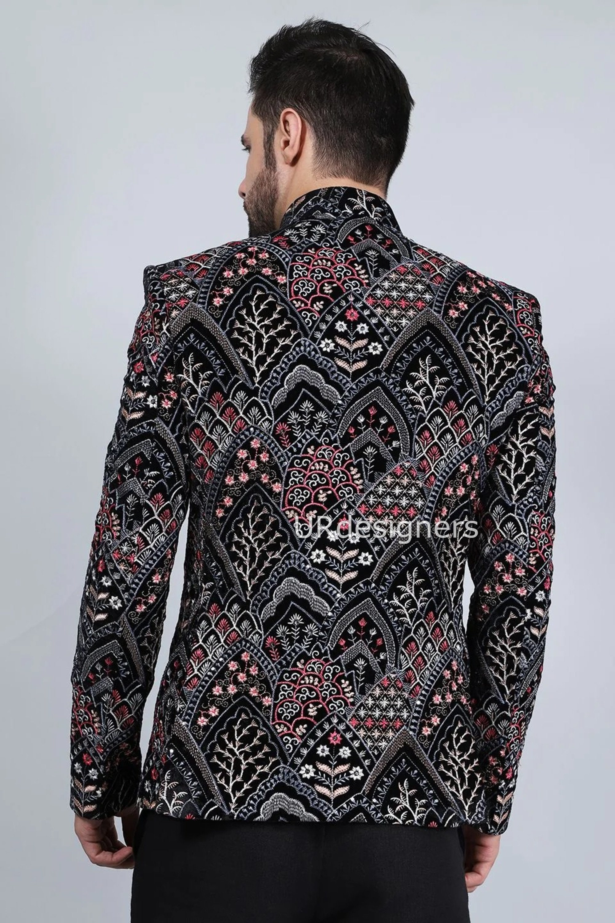 Velvet Prince Jodhpuri Suit With Multicolor Resham Embroidery Work for ...