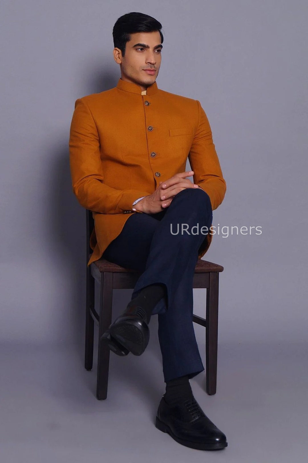Stylish Slim Fit Orange Prince Jodhpuri Suit With Trouser for - Etsy