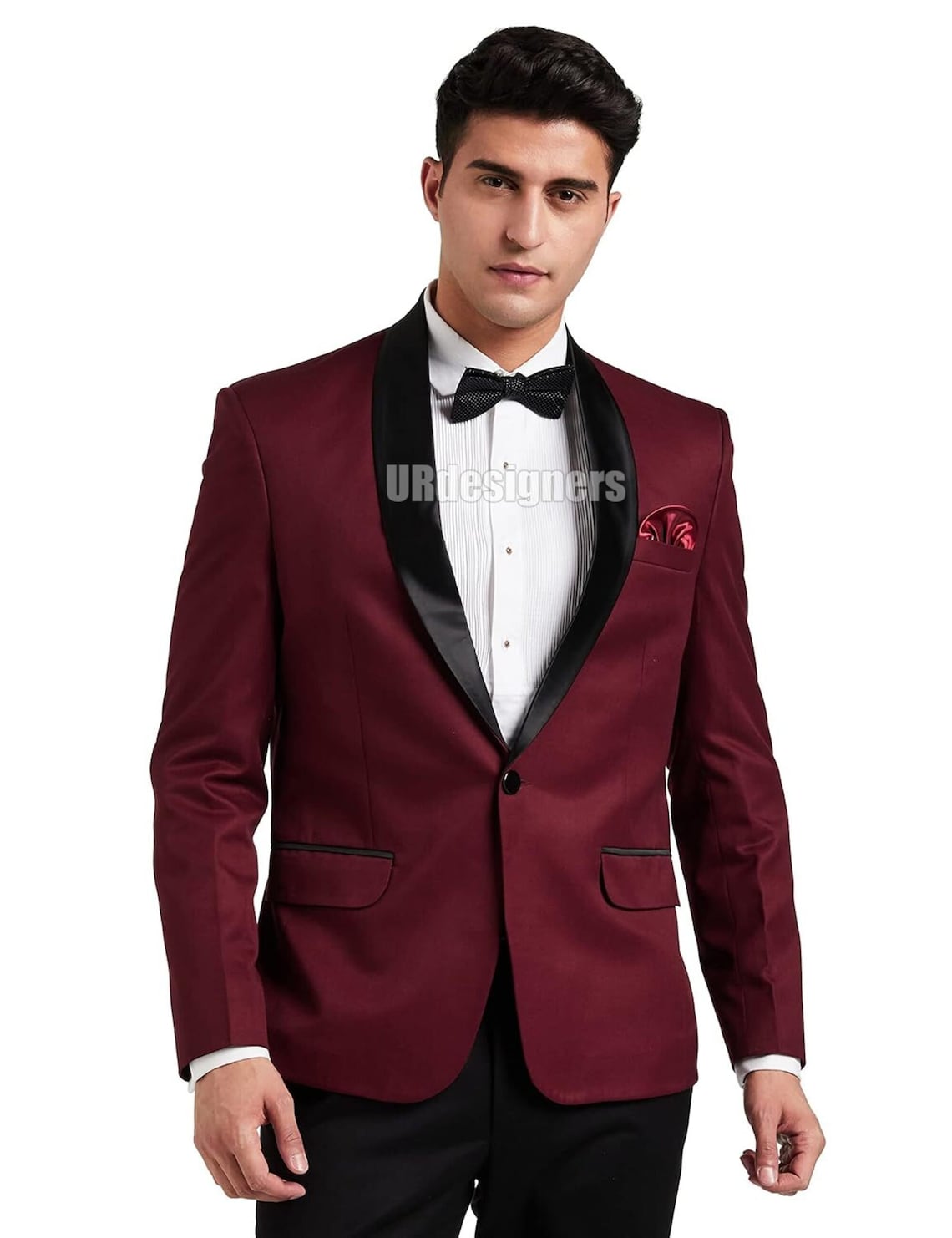 Wine Tuxedo Suit With Black Satin Lapel for Men Wedding - Etsy