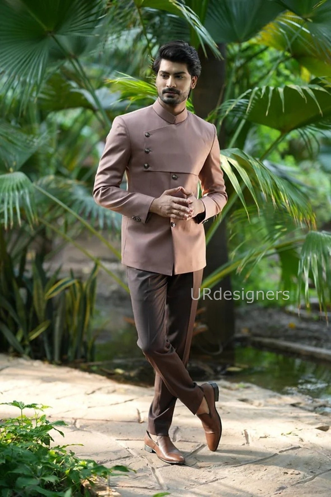Slim Fit Brown Jodhpuri Suit: Men's Italian Cut Wedding Outfit (2 Piece ...