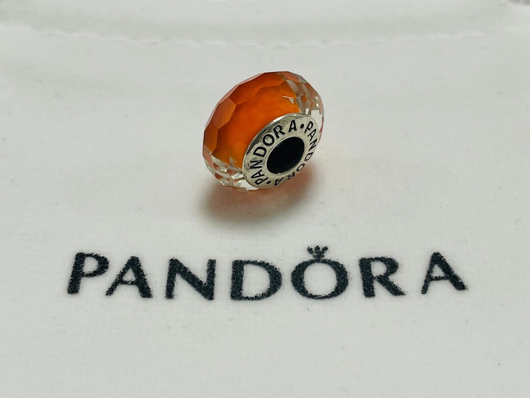 Authentic Pandora Murano Glass Bead Charm Fascinating Orange Charm S925 ...