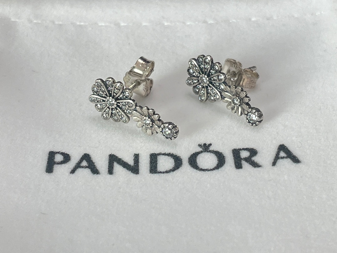 Authentic Pandora Sparkling Daisy Flower Trio Stud Earrings - Etsy