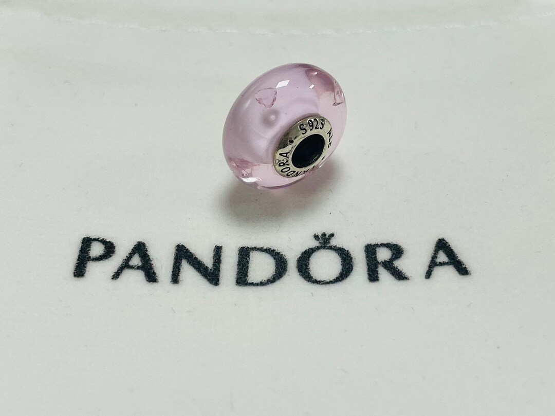 Authentic Pink Hearts Murano Glass Charm Pandora Silver S925 Sterling ...
