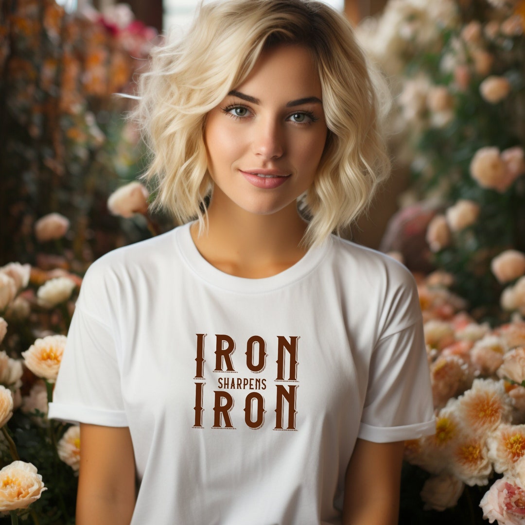 Christian Fitness Workout T-shirt - Iron Sharpens Iron, Inspirational ...