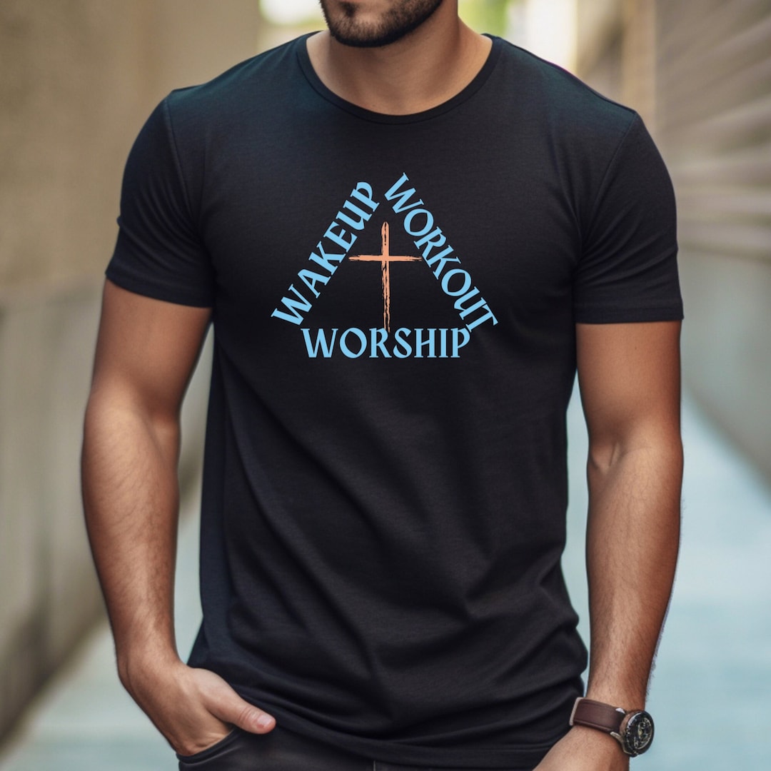 Gym Christian Men T Shirt, Aesthetic Christian Apparel Workout Worship ...