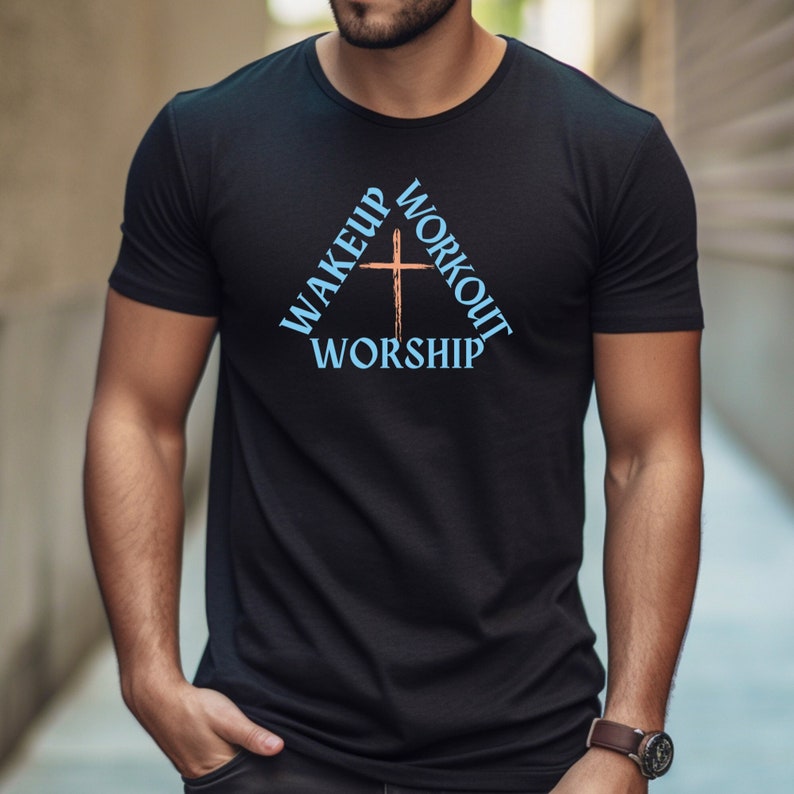 Gym Christian Men T Shirt, Aesthetic Christian Apparel Workout Worship ...