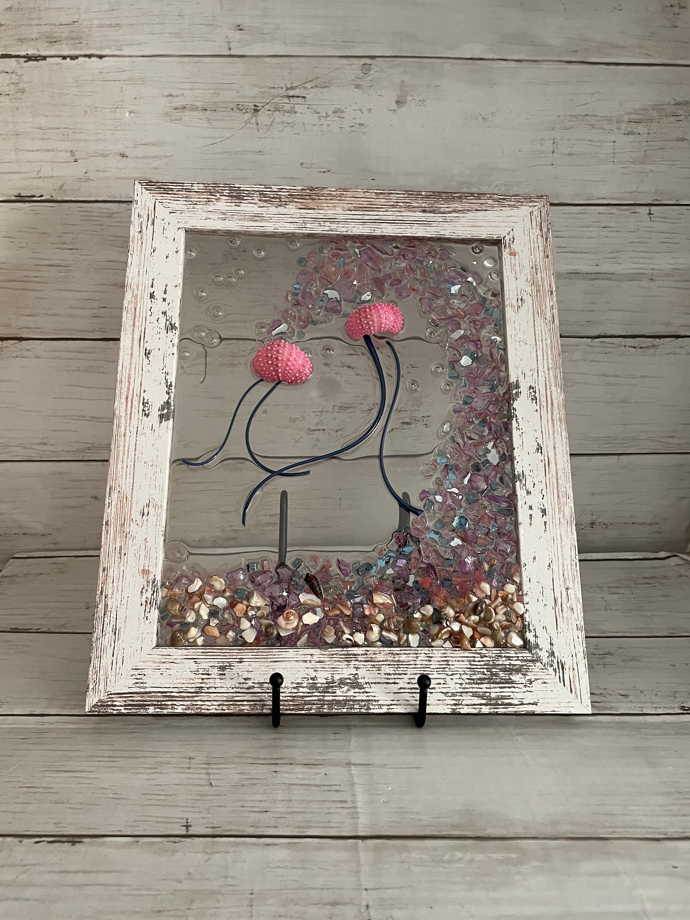Jellyfish Wall Decor in Glass Frame With Crushed Glass - Etsy